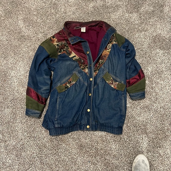 Blair | Jackets & Coats | Blair Denim Jacket With Burgundy And Green ...